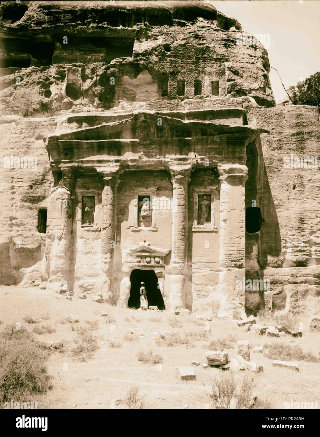 Petra. Tomb with soldier. 1898, Jordan, Petra, Extinct city Stock Photo ...