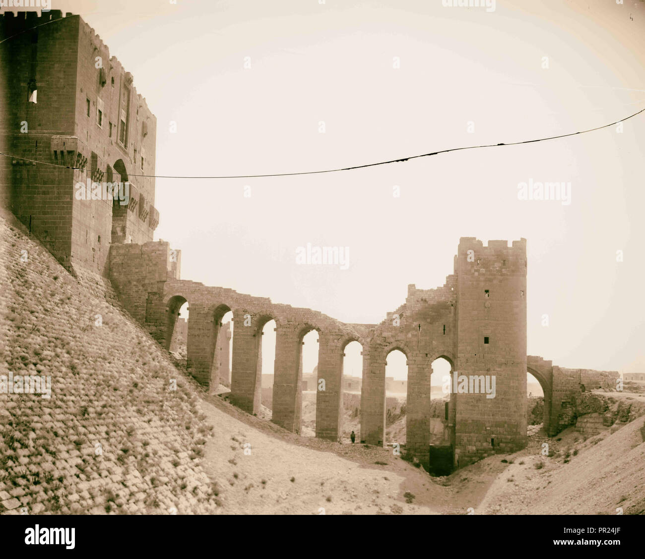 Entrance gateway to castle [Aleppo]. 1898, Syria, Aleppo Stock Photo ...