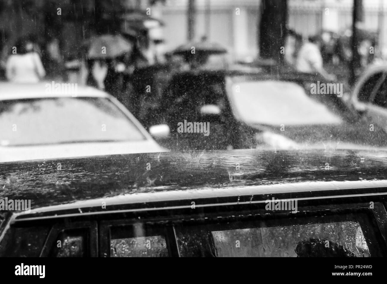 Suddenly heavy rain started and all city people became running to take ...