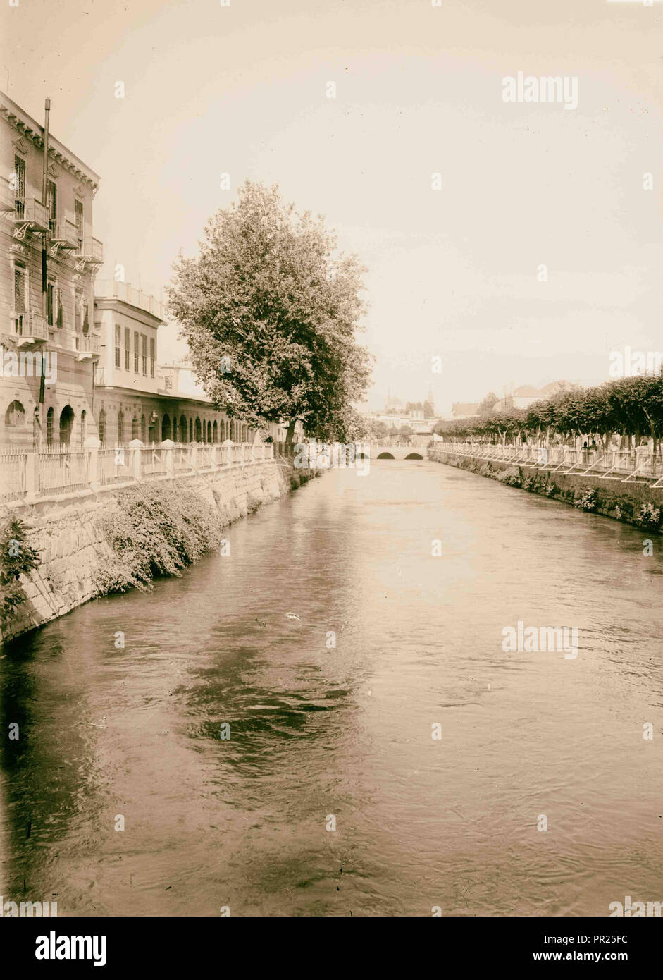 Damascus (Esh-Sham). River Abana (El-Barada). 1900, Syria, Damascus ...