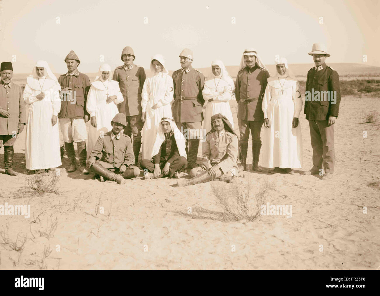 Red Crescent staff at Hafir el Aujah. 1916, Israel, El Auja Stock Photo ...