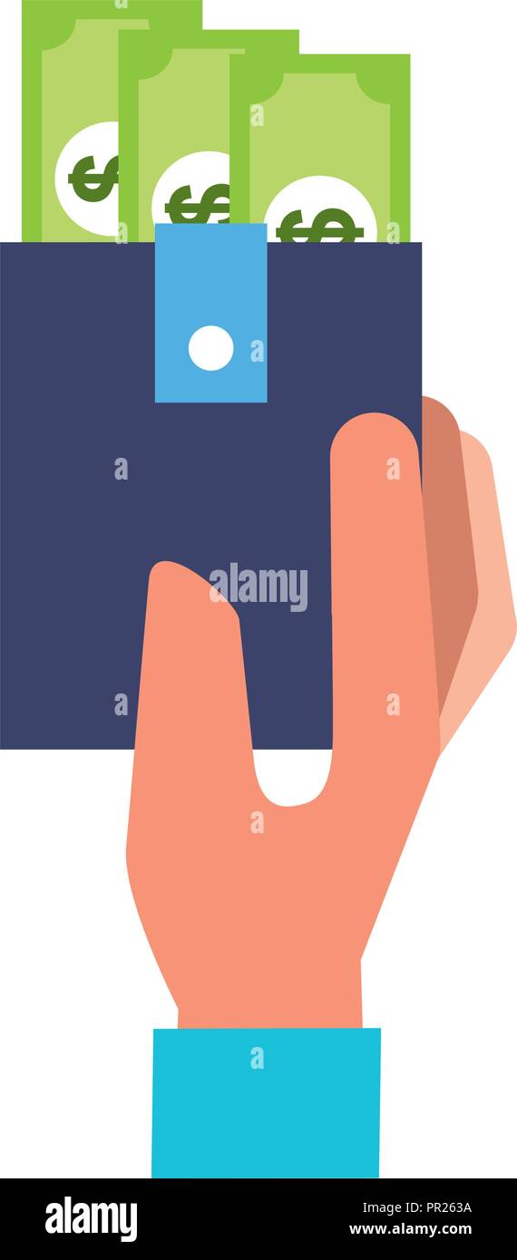 hand holding wallet money banknote vector illustration Stock Vector ...