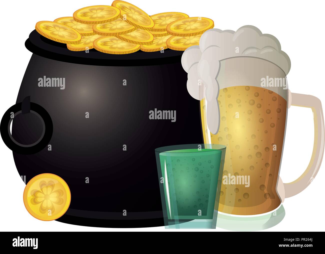 Beer and shot wits coins in pot Stock Vector Image & Art - Alamy
