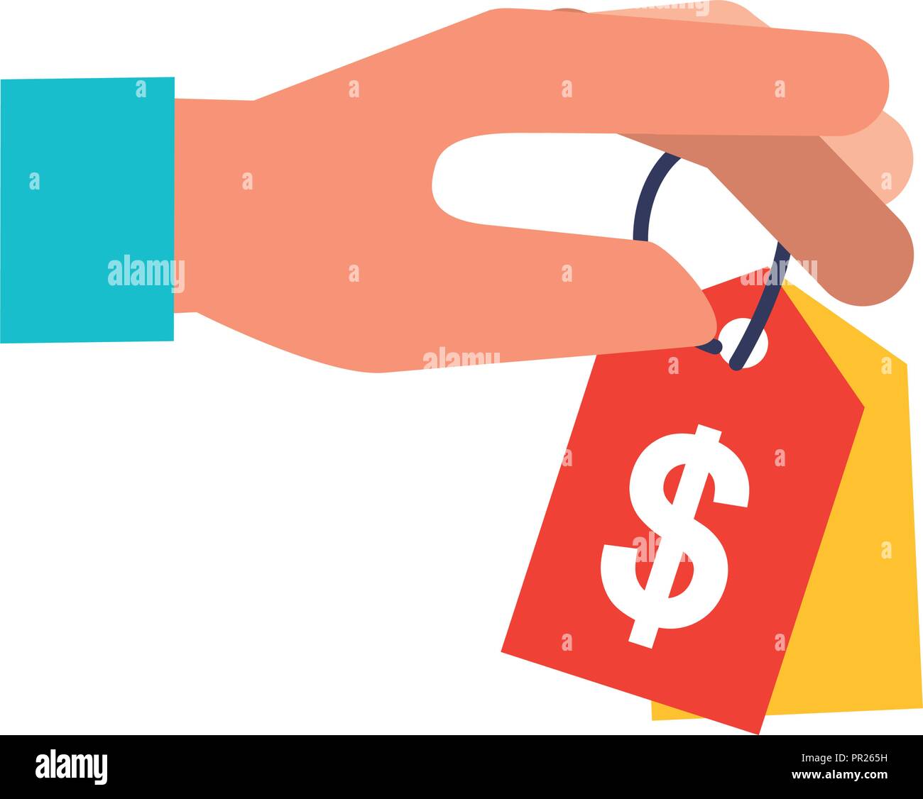 hand holding tag price online shopping vector illustration Stock Vector ...