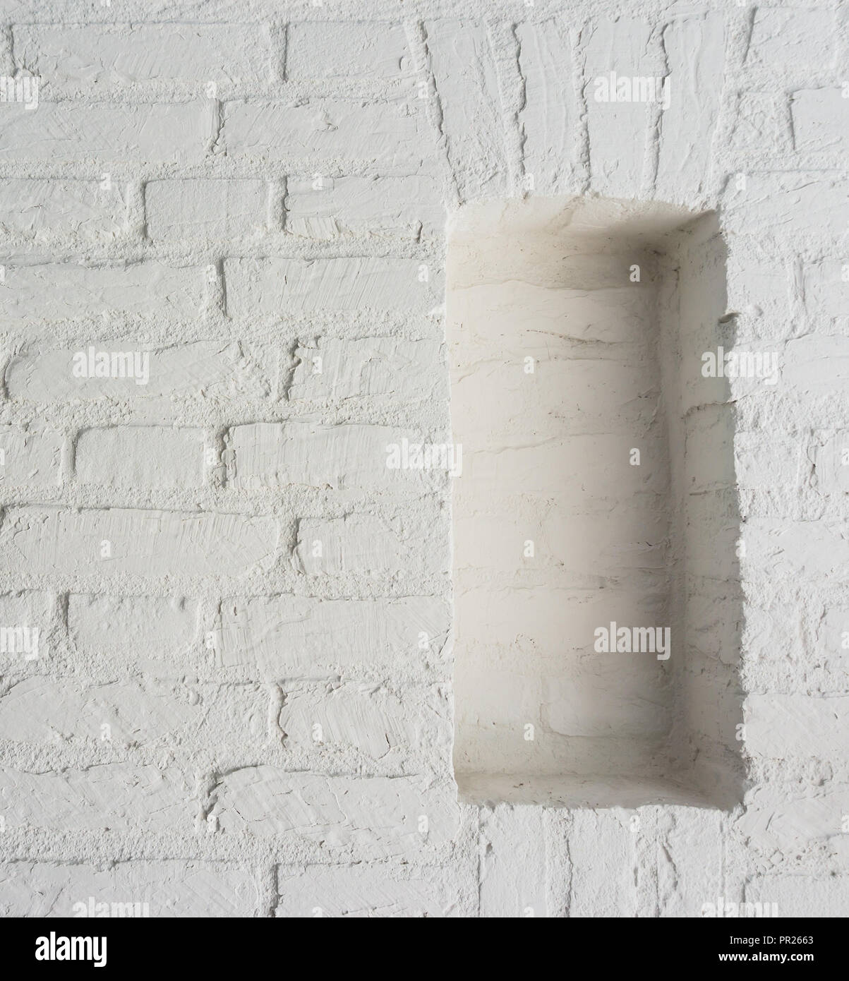 Modern Retro pure white stone brick wall background with empty ...