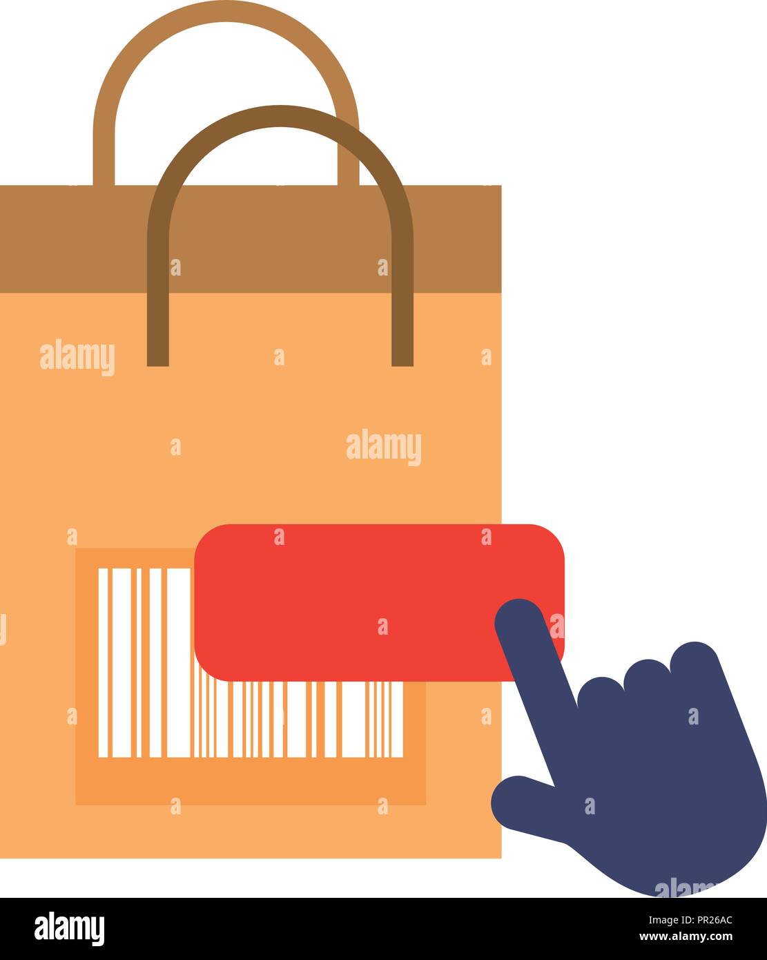 online shopping paper bag barcode clicking vector illustration Stock ...