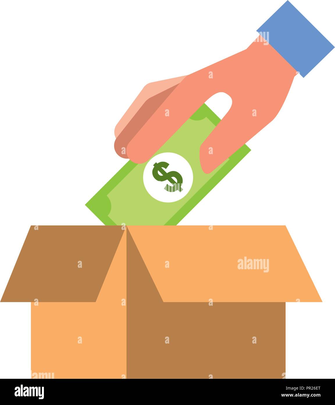 hand holding banknote money box online shopping vector illustration ...