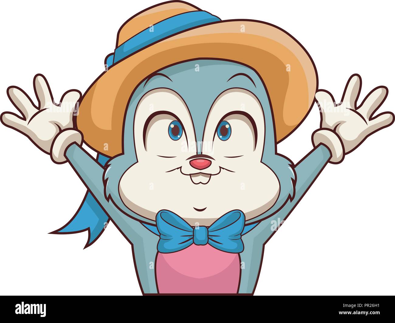 Rabbit with hat and bow cartoon Stock Vector Image & Art - Alamy