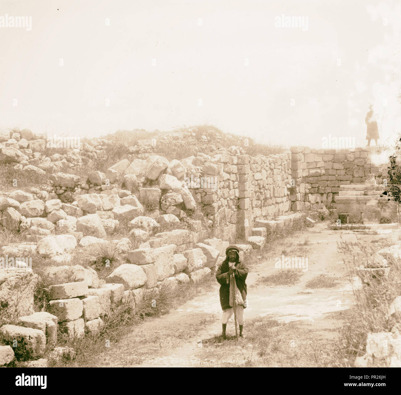 Man standing among ruins 1898, Middle East, Israel and/or Palestine ...