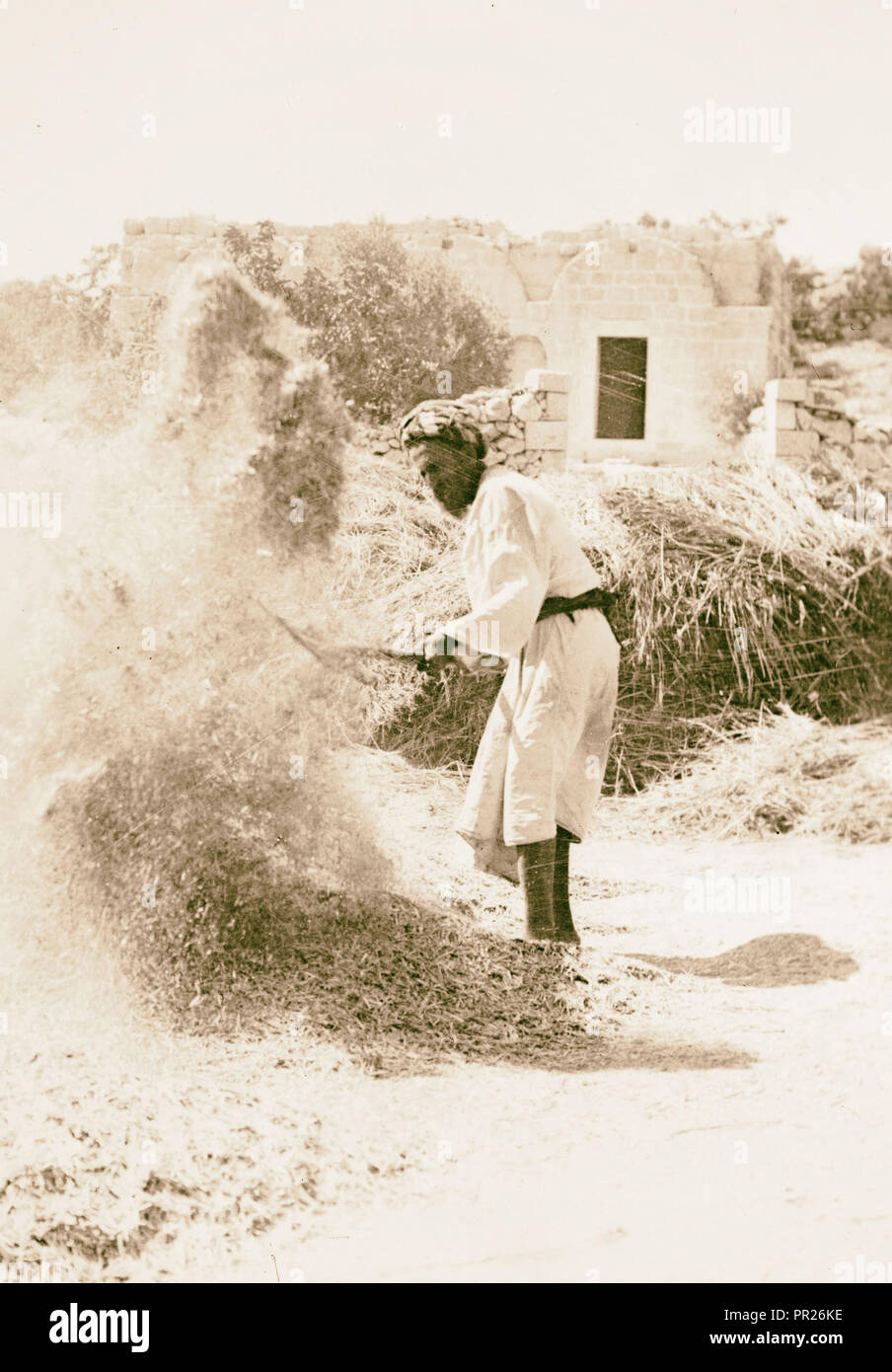 Showing a man winnowing. 1898, Middle East, Israel and/or Palestine ...