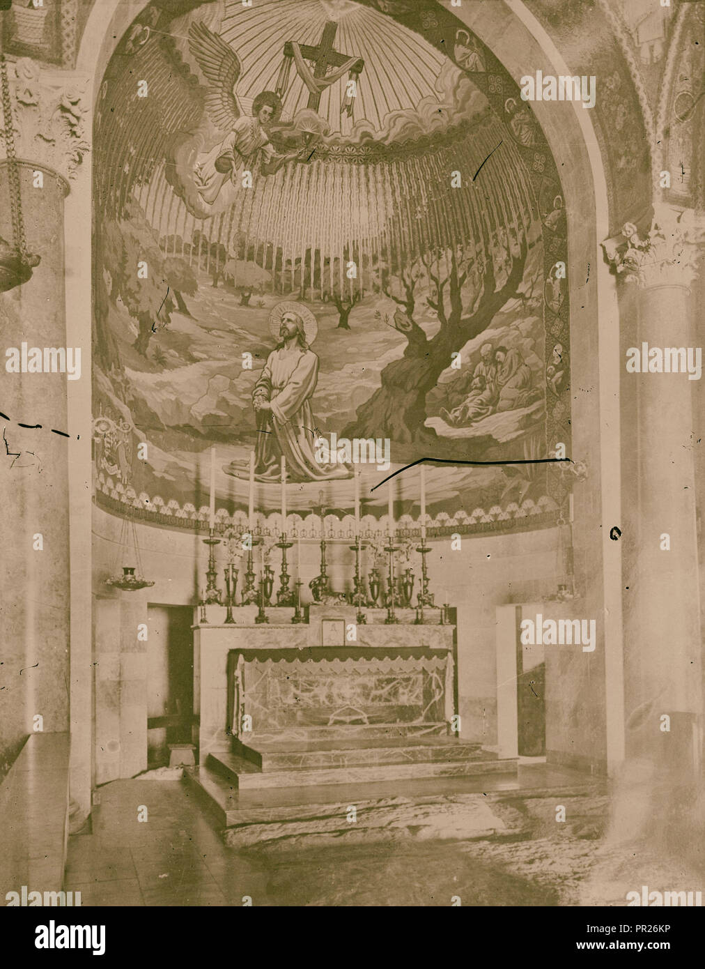 Showing the altar on the 'Rock of Agony' in the Basilica of Gethsemane ...