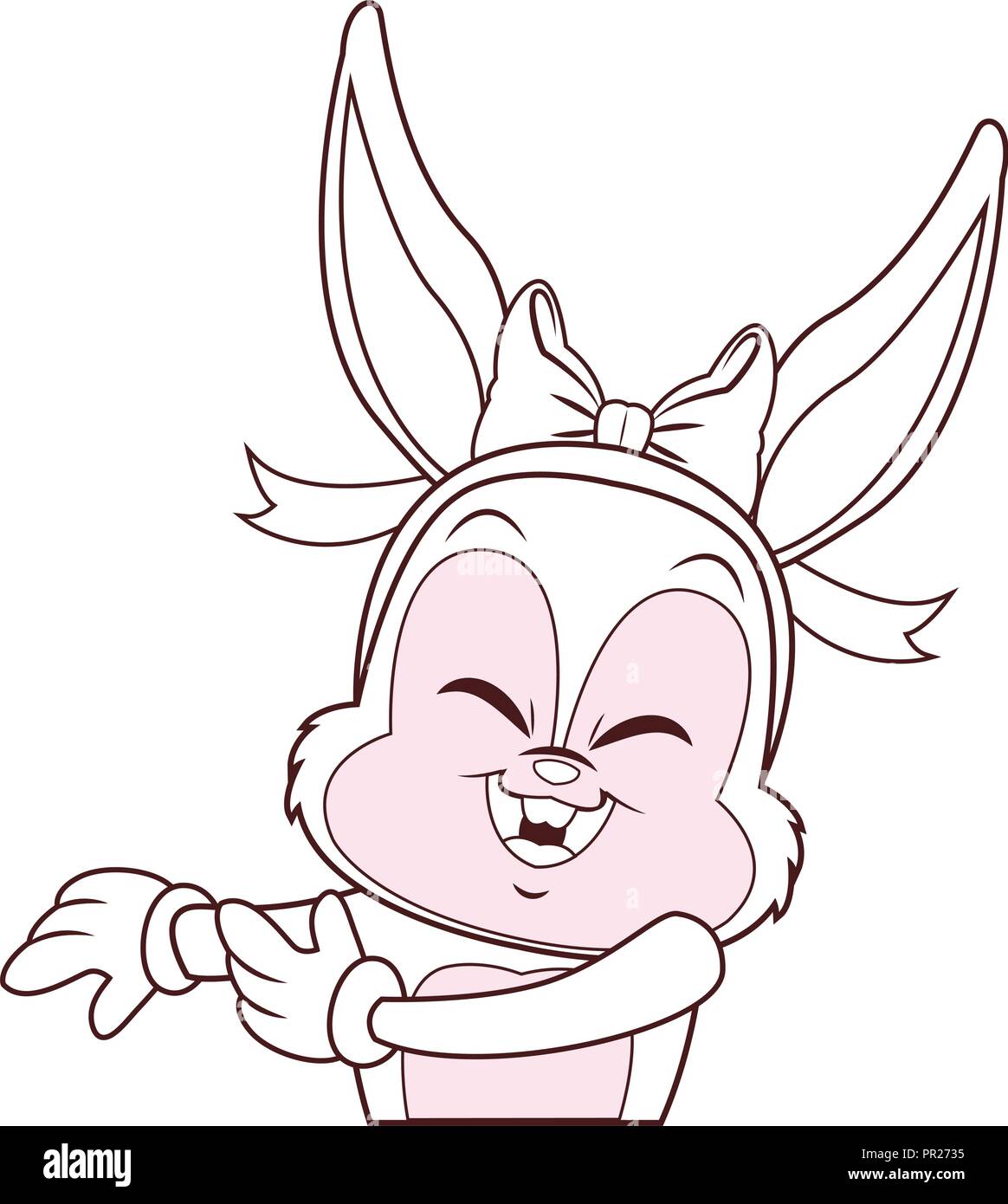 Rabbit with bow cartoon Stock Vector Image & Art - Alamy