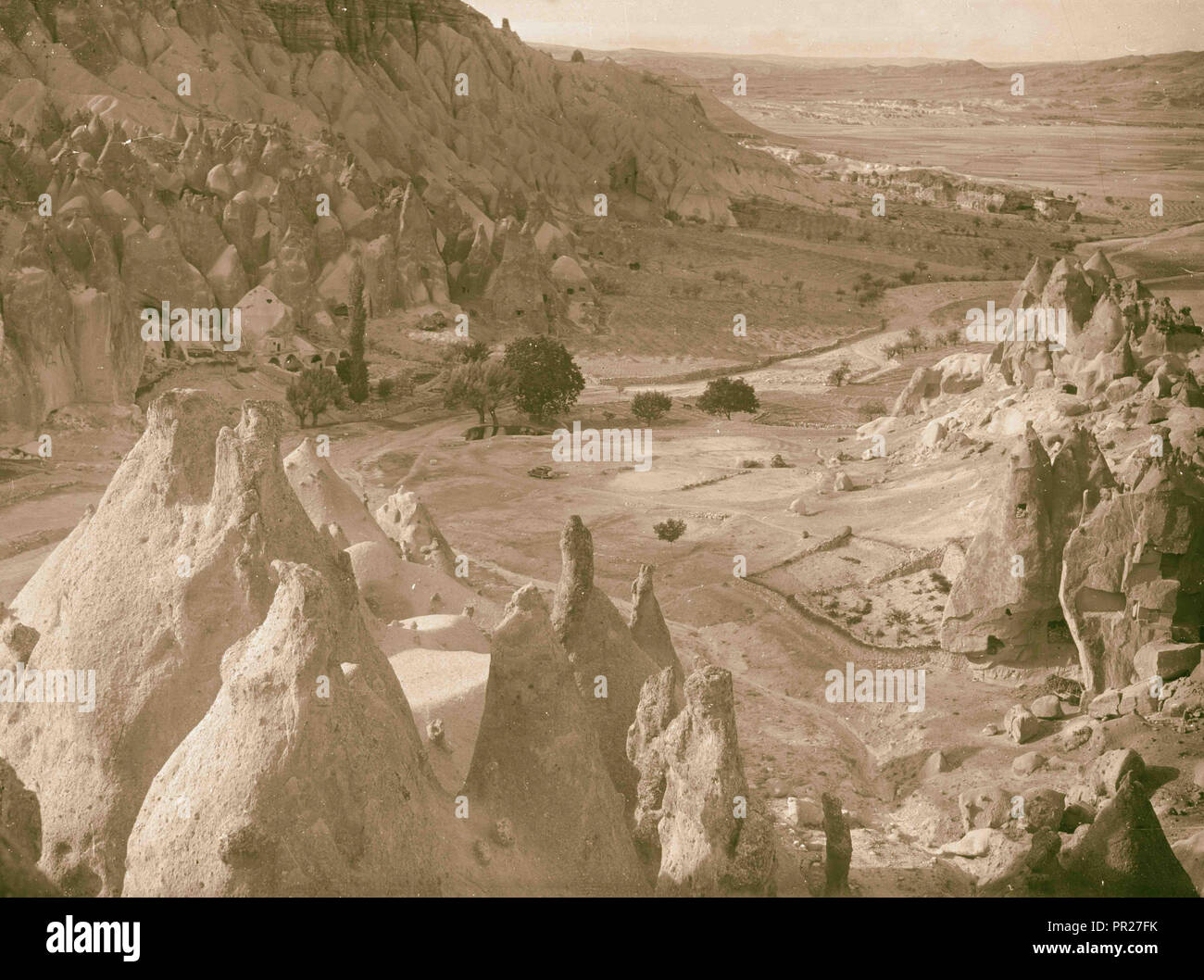 Zilve (Zelve) Valley from cliffs, Cappadocia, Turkey. 1935, Turkey ...