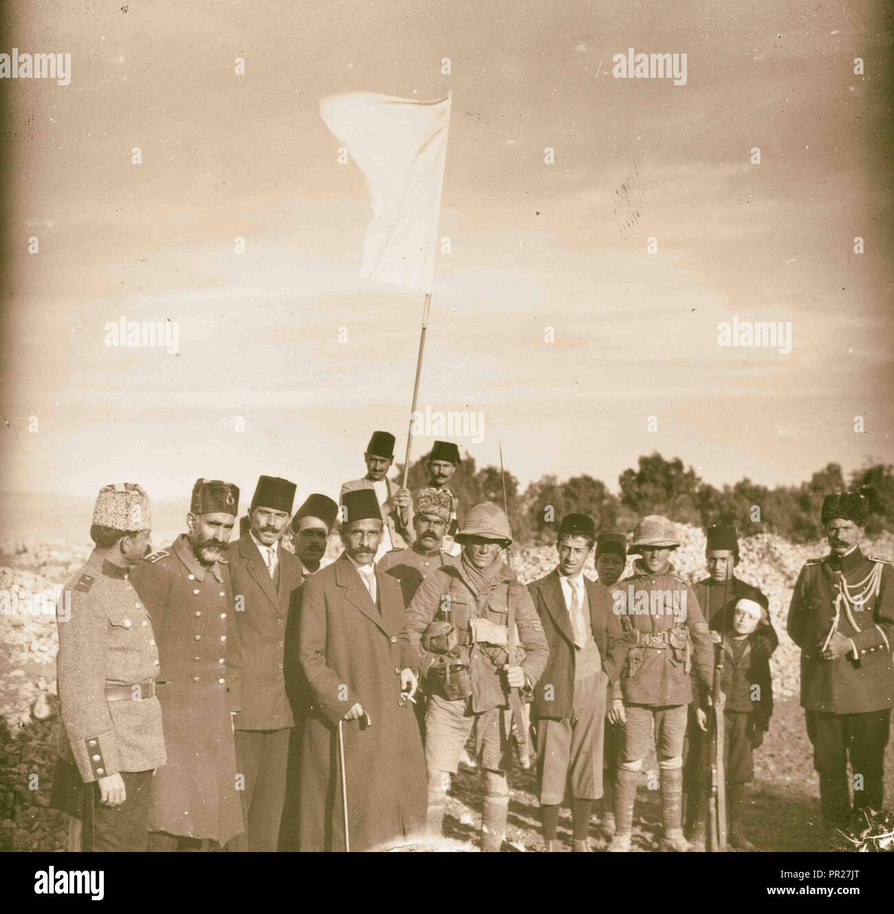 The surrender of Jerusalem to the British, December 9, 1917. The Mayor ...