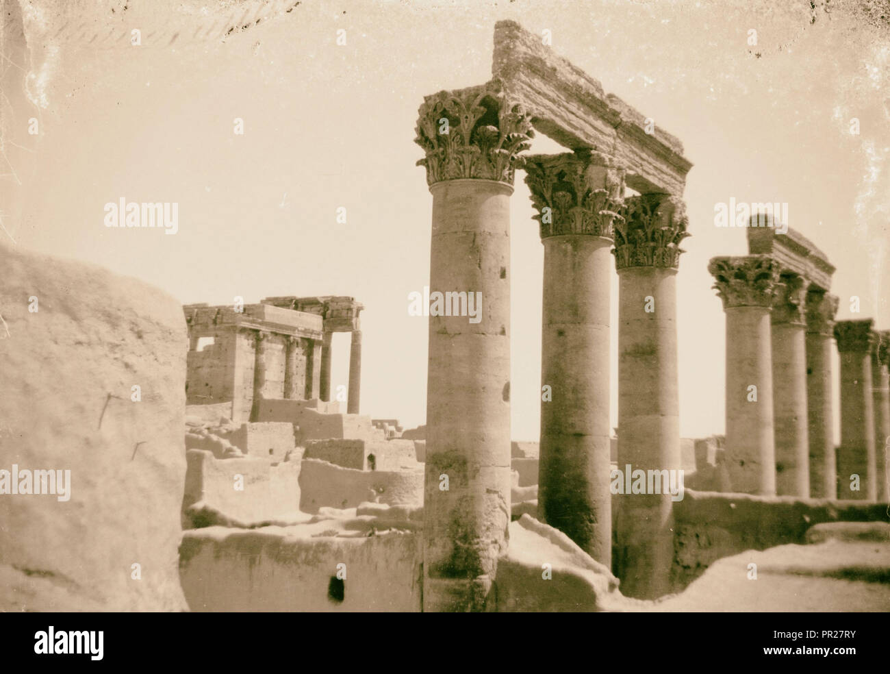 Palmyra (Tadmor). Pillars in Temple of the Sun. 1900, Syria, Tadmur ...