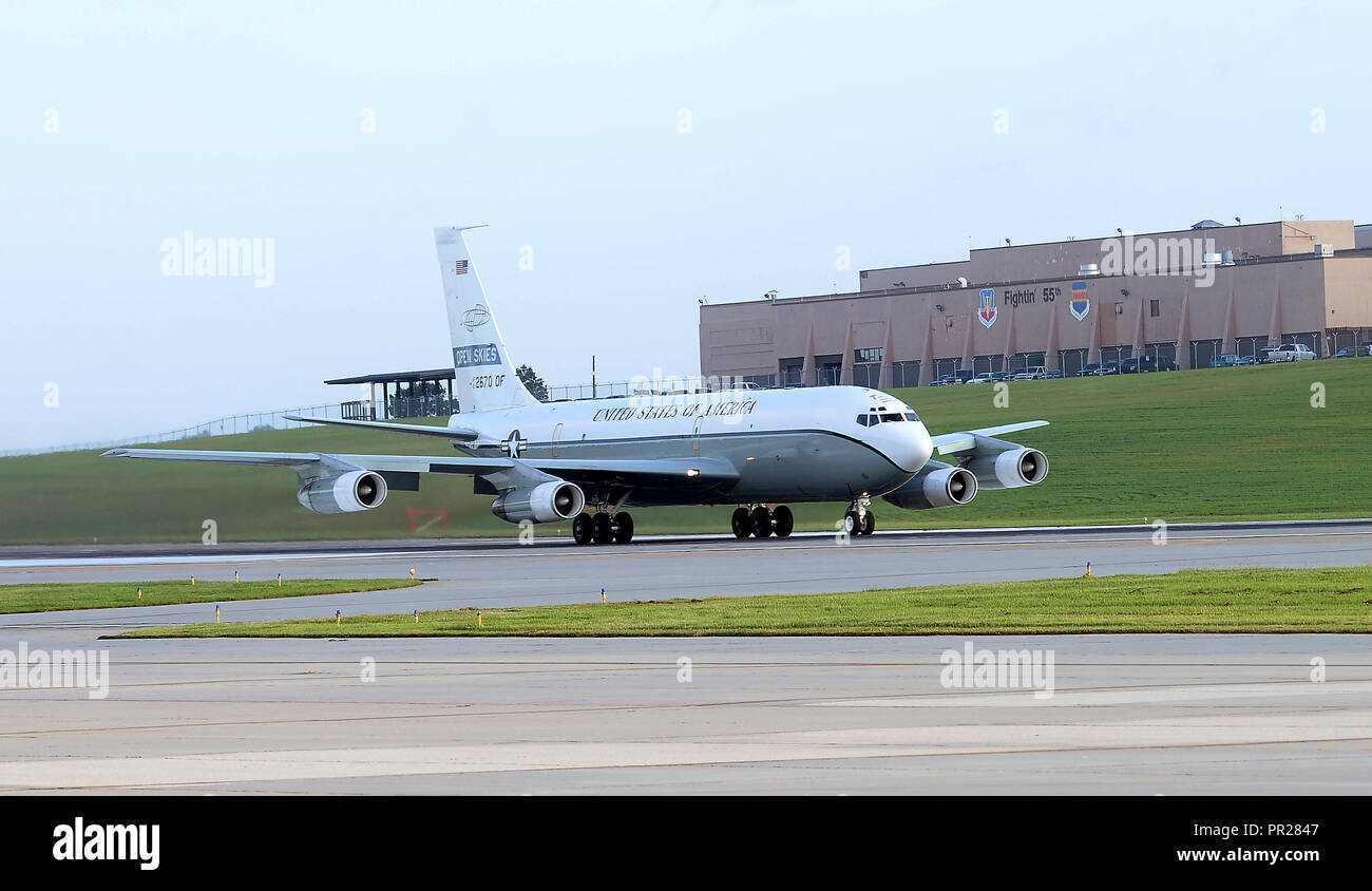 An OC-135 Open Skies aircraft takes off Sept. 14, 2018 from the flight ...