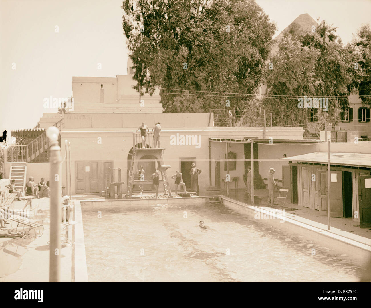 Egypt. Cairo. Hotels. Mena House. The swimming pool. 1934, Egypt, Cairo ...