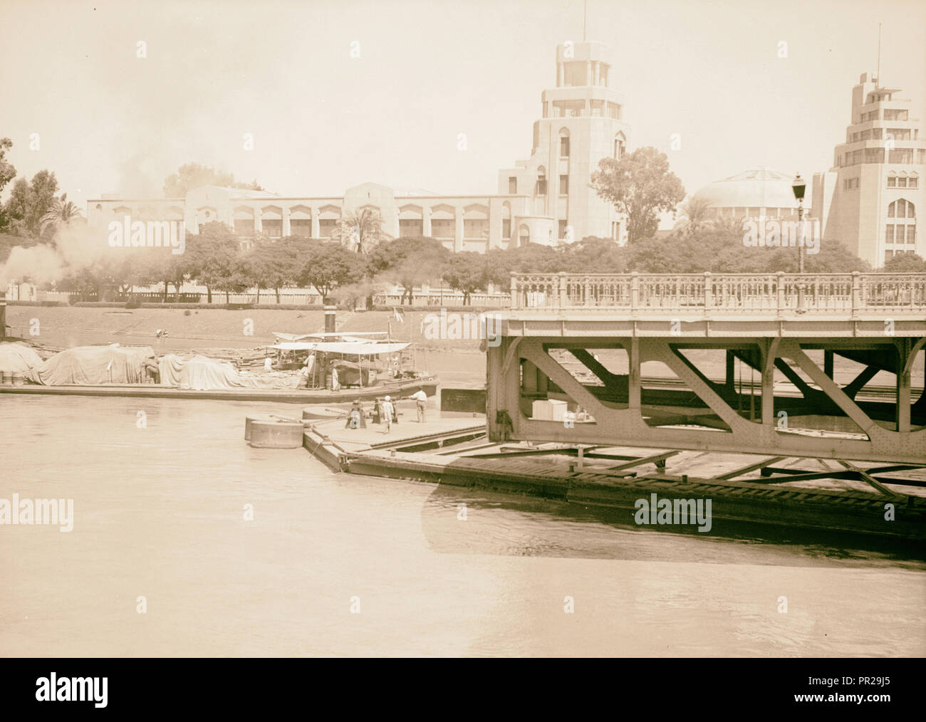 Egypt. River scenes. The Nile. Craft pasing through open bridge. 1934 ...