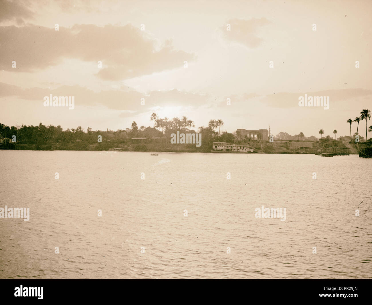 Egypt. River scenes. The Nile. Sunset scenes across the Nile. 1934 ...