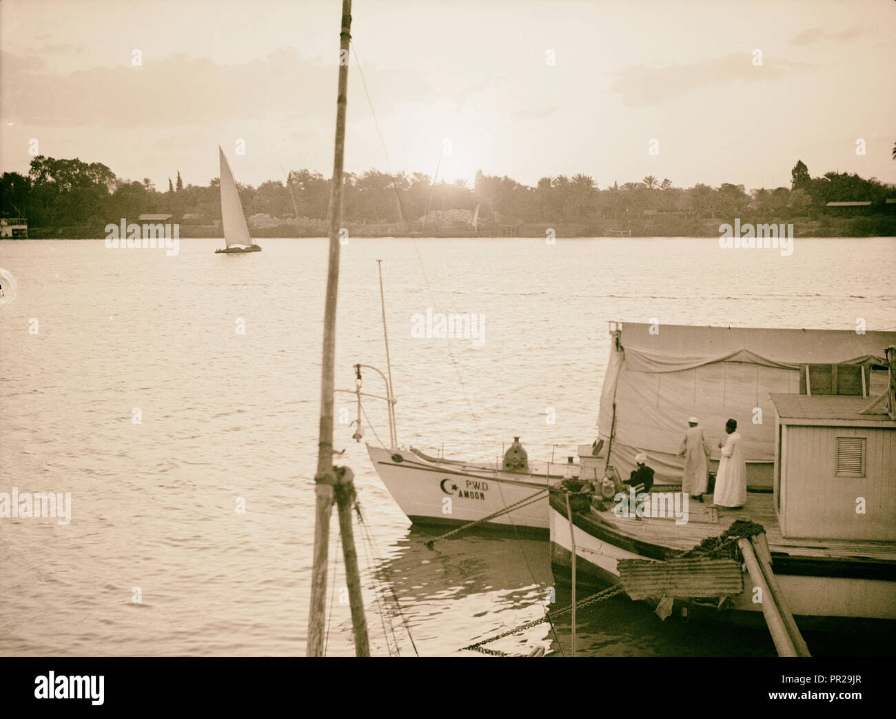 Egypt. River scenes. The Nile. Sunset scenes across the Nile. 1934 ...