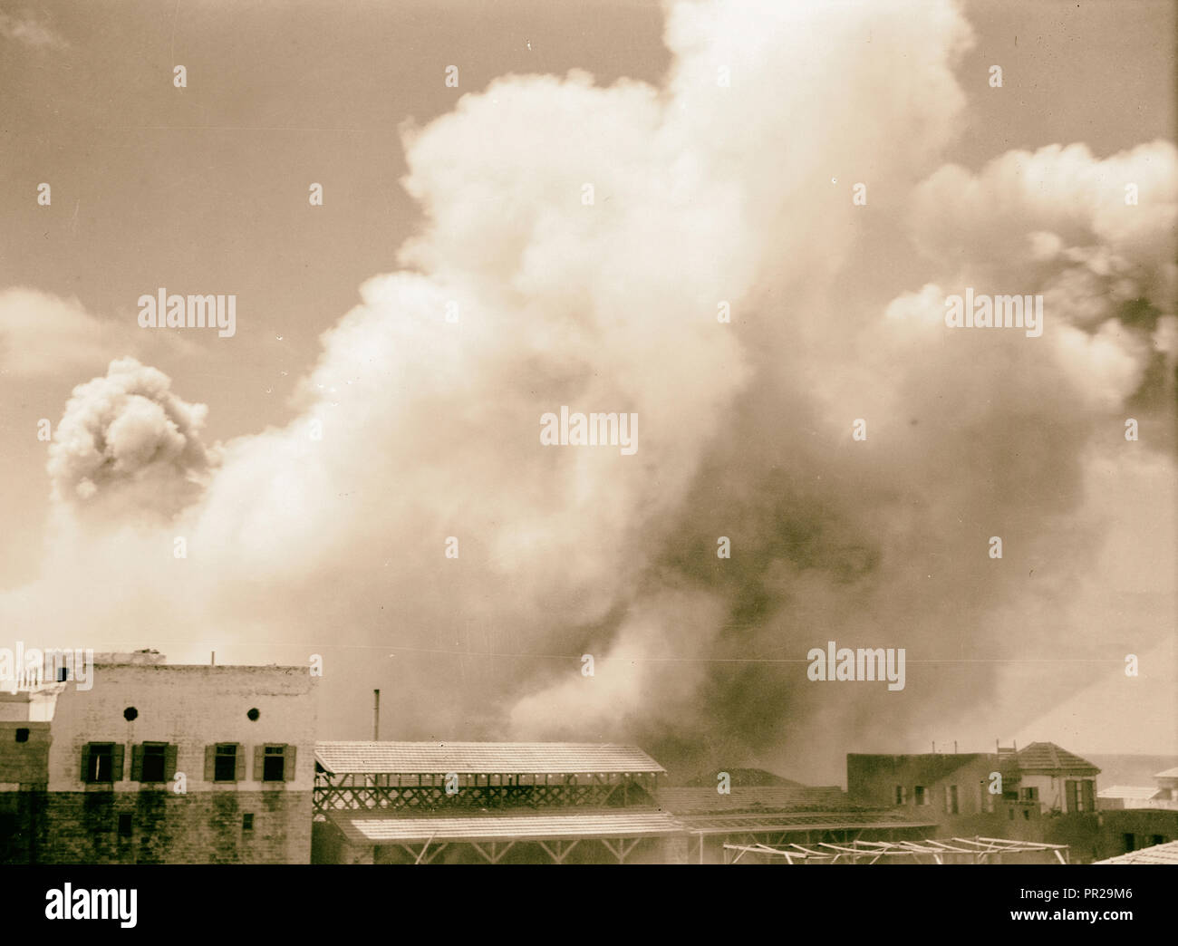 Palestine disturbances during summer 1936. Jaffa. Dynamiting slum ...
