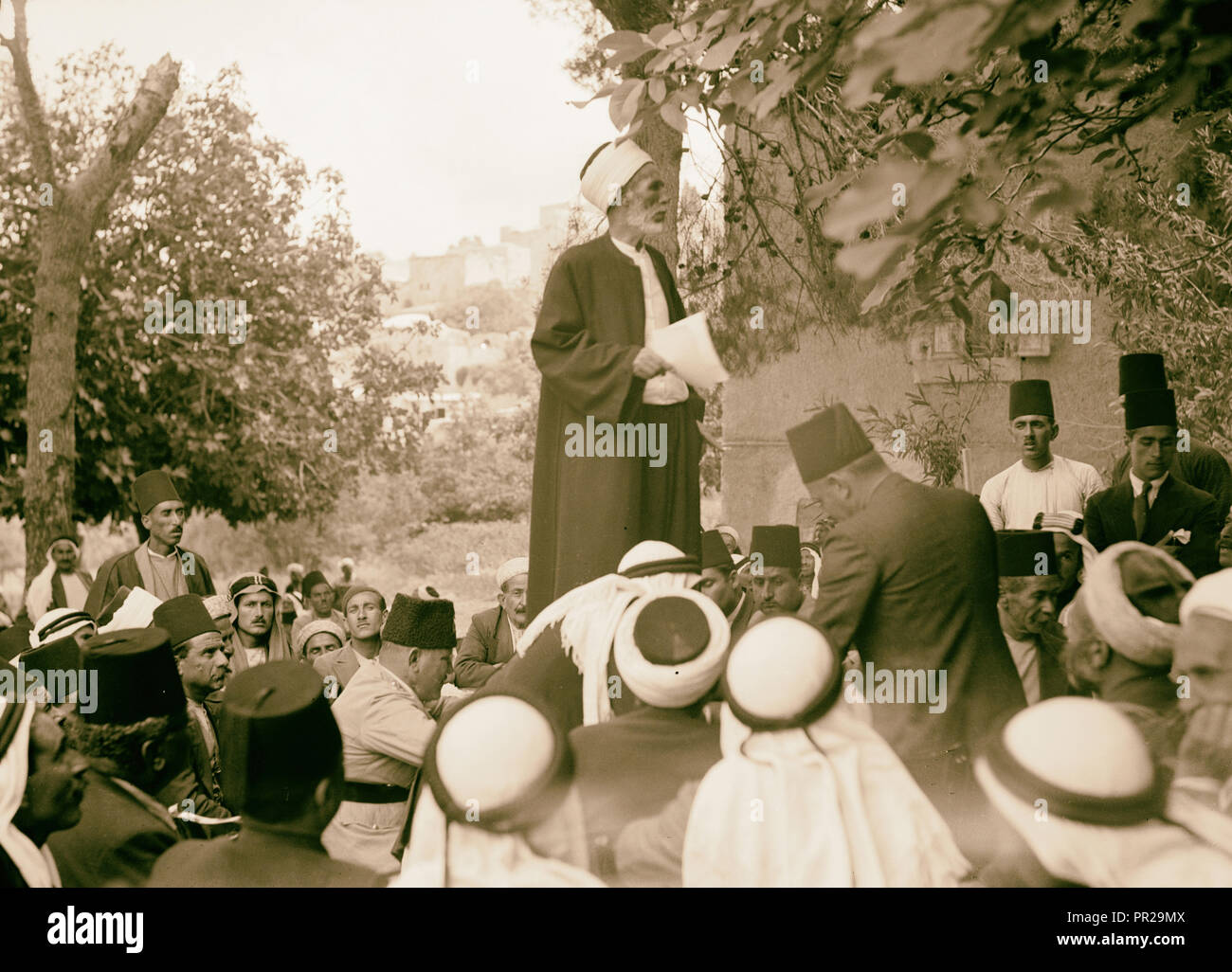 Palestine disturbances 1936. Moslem [i.e., Muslim] sheikh addressing ...