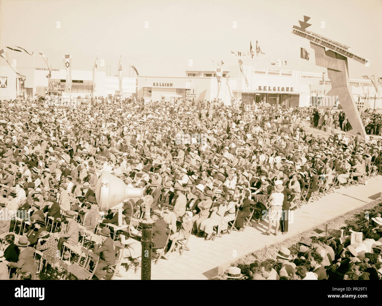 Palestine disturbances 1936. The 100% Jewish crowd at the opening ...