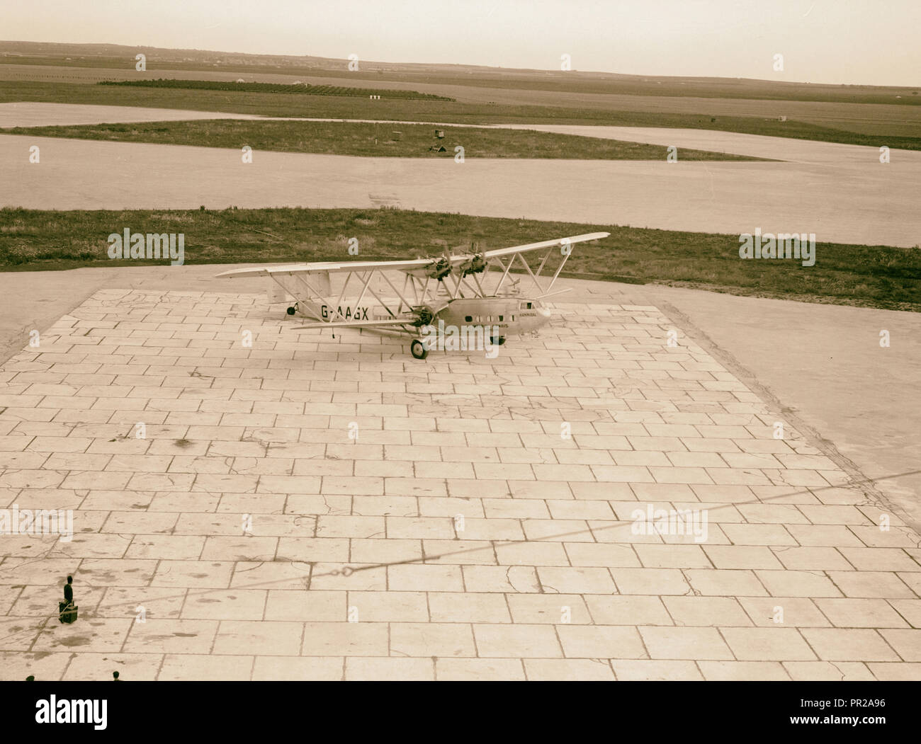 Lydda Air Port. Lydda Air Port with Haniball [i.e., Hanibal] plane sent ...