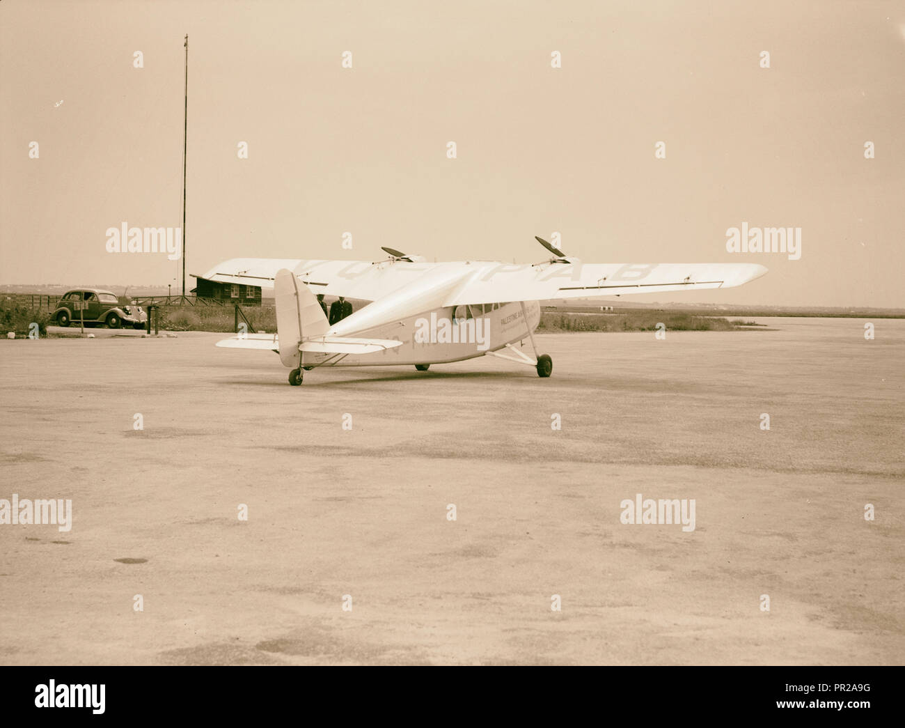 Lydda Air Port. Palestine Airways plane ready to take off. 1934, Israel ...