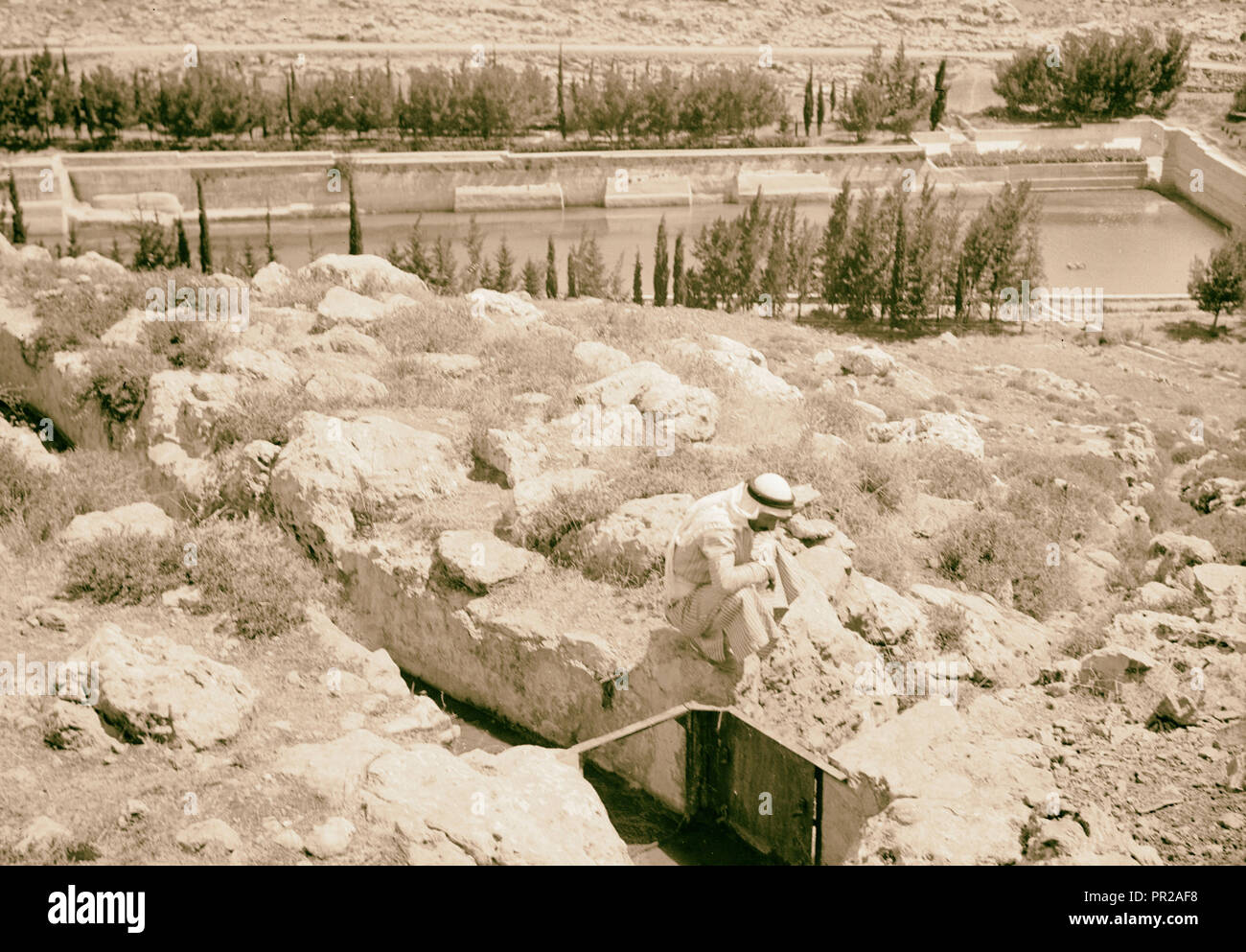 Solomon's Pools & ancient aqueducts Closer view of forking of Wadi el ...