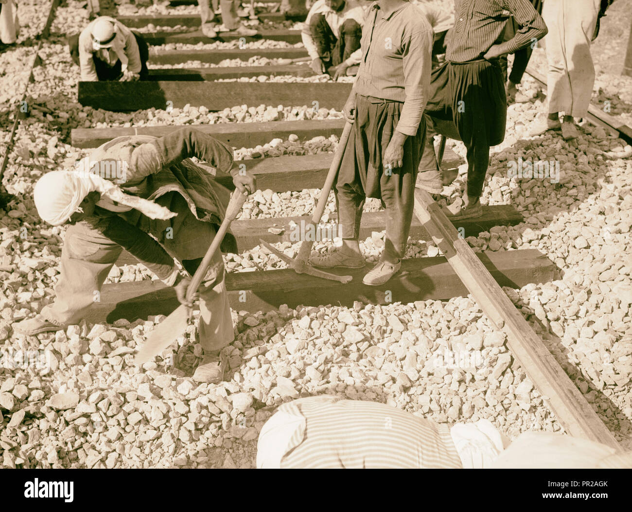 Repairs on Lydda-Jerusalem railroad, Sept. 5, '38, Israel, Lod Stock ...