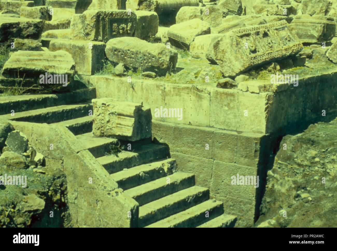 Around the Sea of Galilee. Capernaum, ruins, eastern stairway. 1950 ...