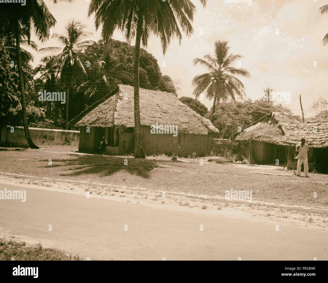 Zanzibar. Native huts among the palms. 1936, Zanzibar, Tanzania Stock ...