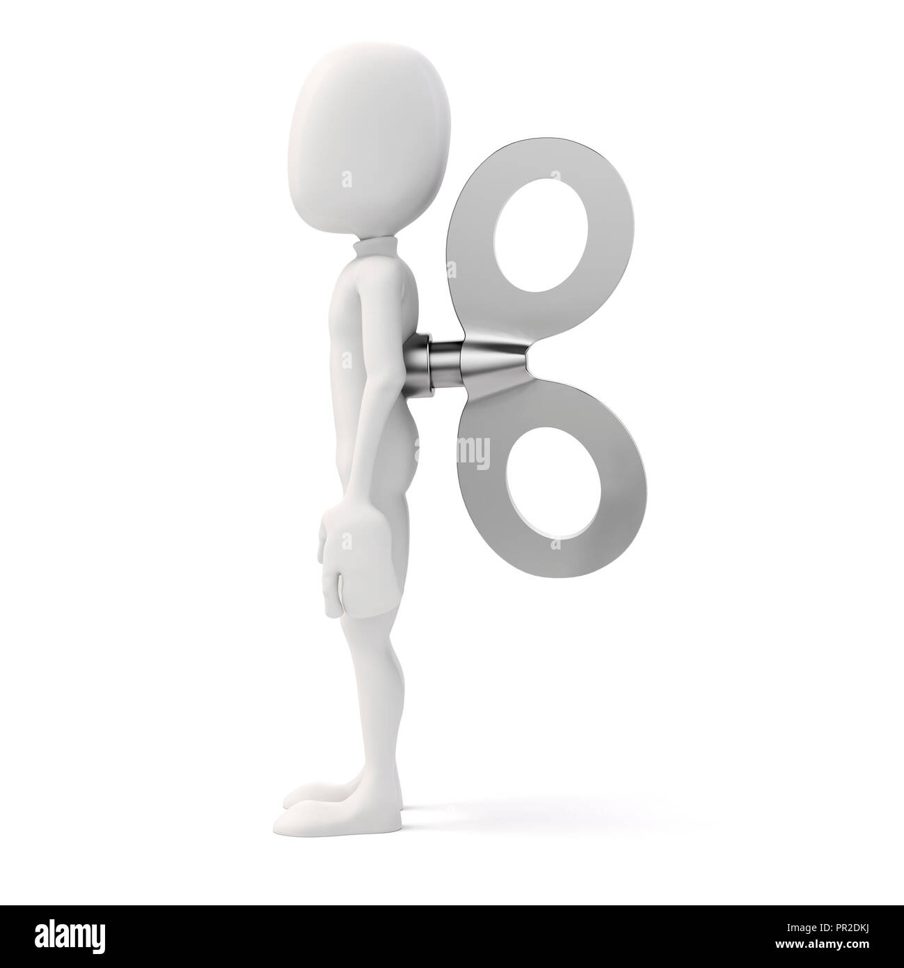 3d man with a big key on the back, efficiency in business concept Stock ...