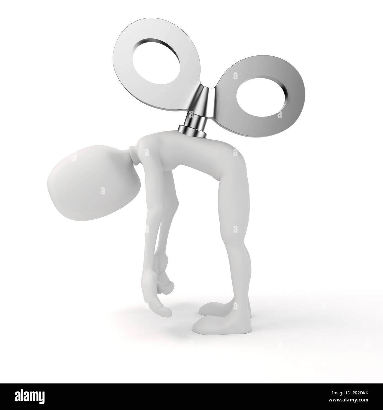 3d man with a big key on the back, efficiency in business concept Stock ...