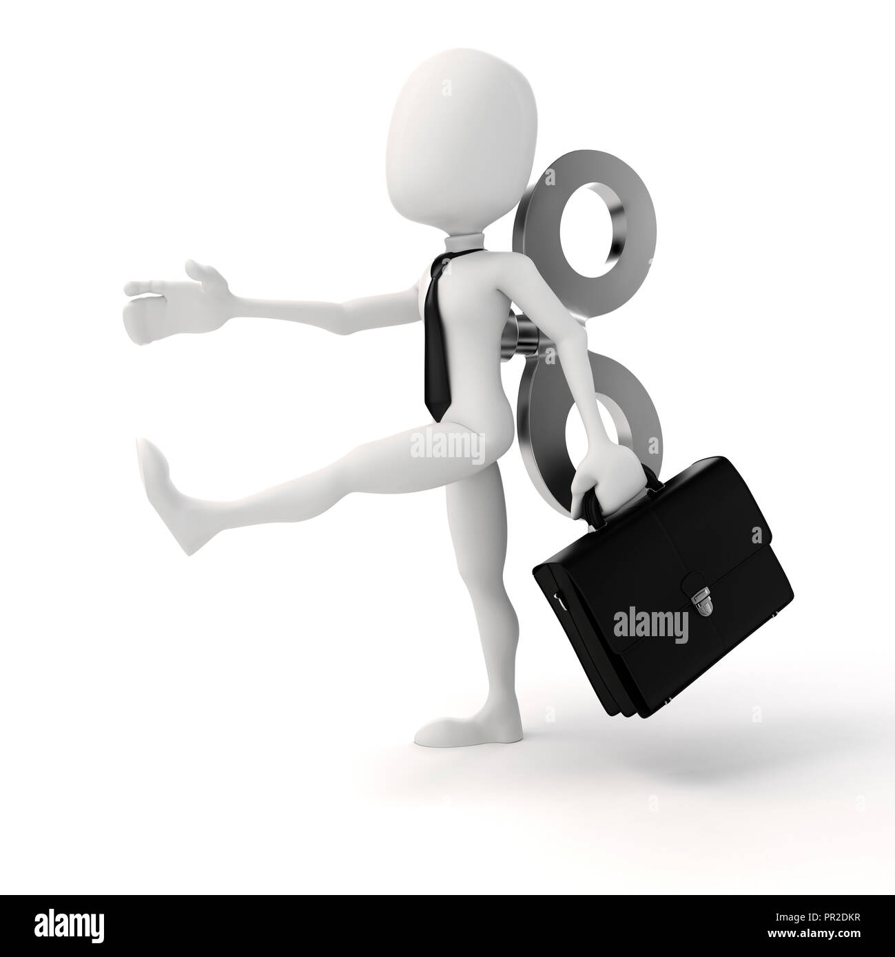 3d man with a big key on the back, efficiency in business concept Stock ...