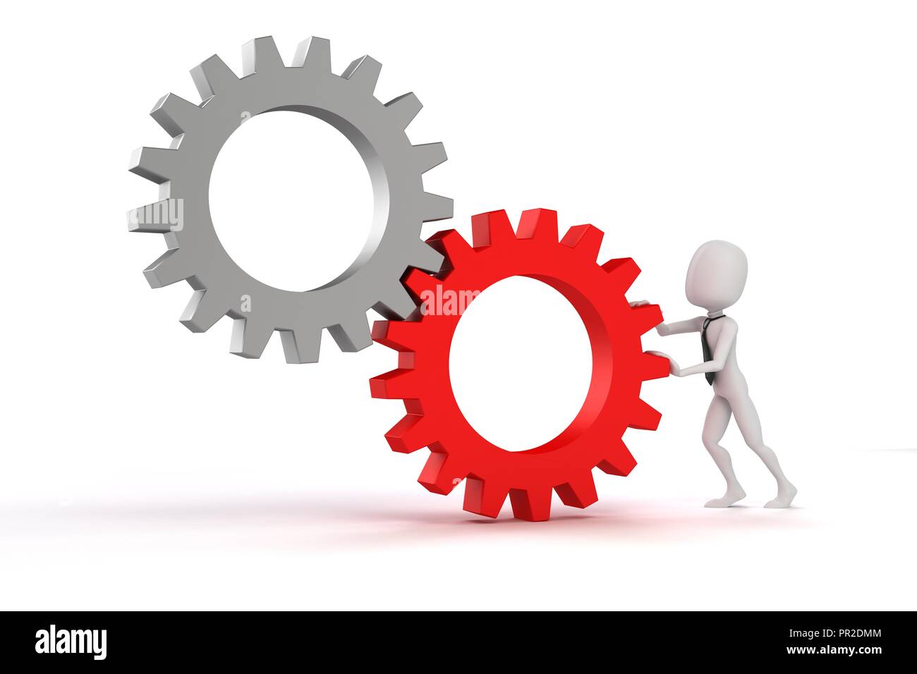 3d man- businessmen pushing two gear wheels Stock Photo - Alamy