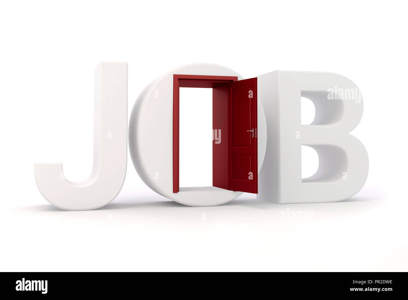 3d job text and door, on white background Stock Photo - Alamy