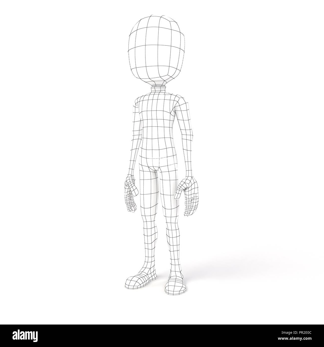 3d man posing on white background showing the geometry edges Stock ...