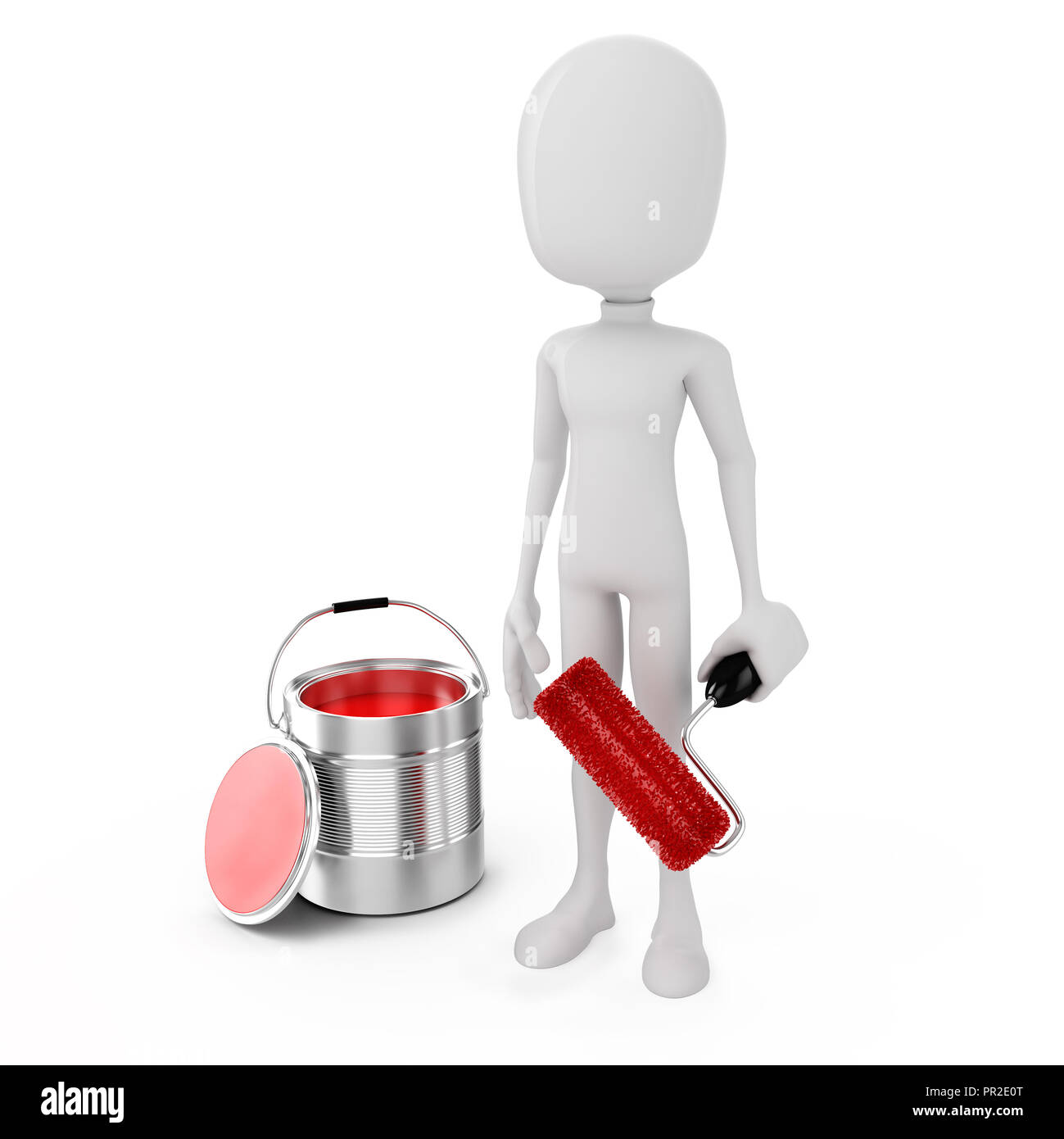 3d man and paint bucket Stock Photo - Alamy
