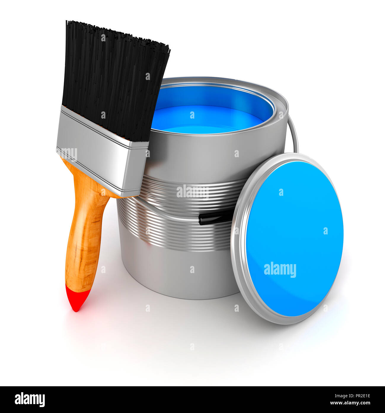 3d render of colorful paint bucket on white background Stock Photo - Alamy