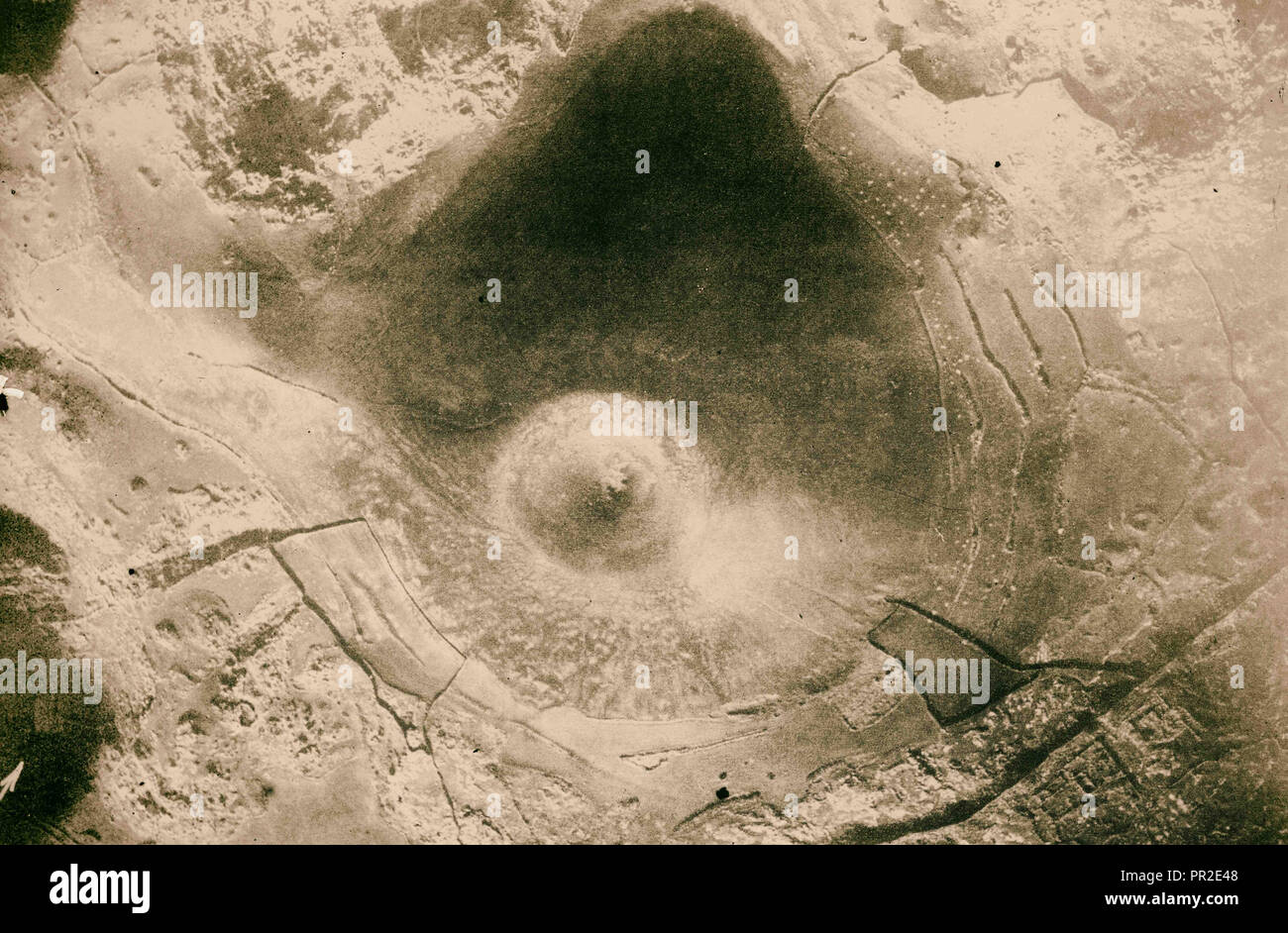 Series of first aerial photographs of Palestine and Syria. Volcano and ...