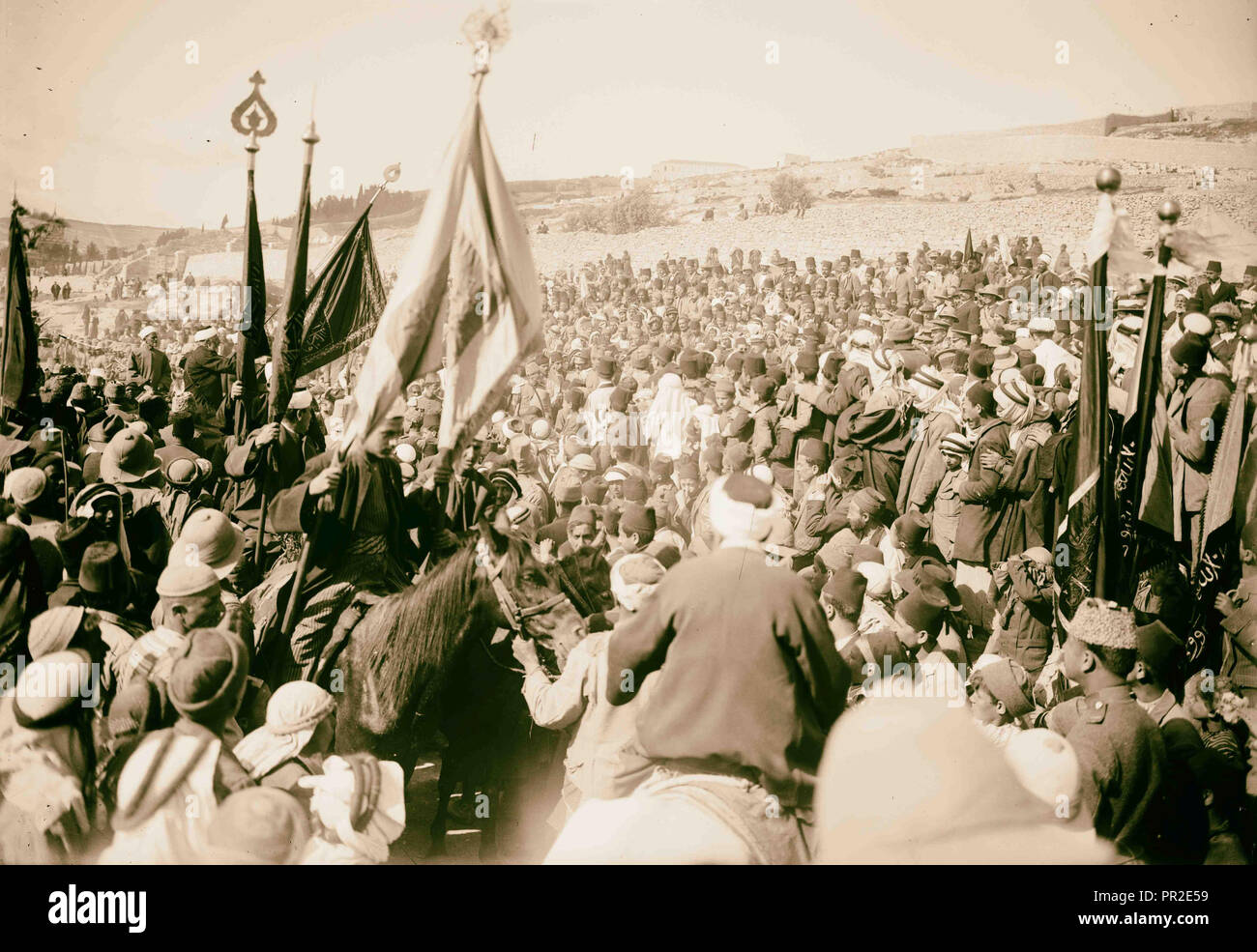 Holy Neby Mousa, Nebi Musa flag receiving the final blessing. 1900 ...
