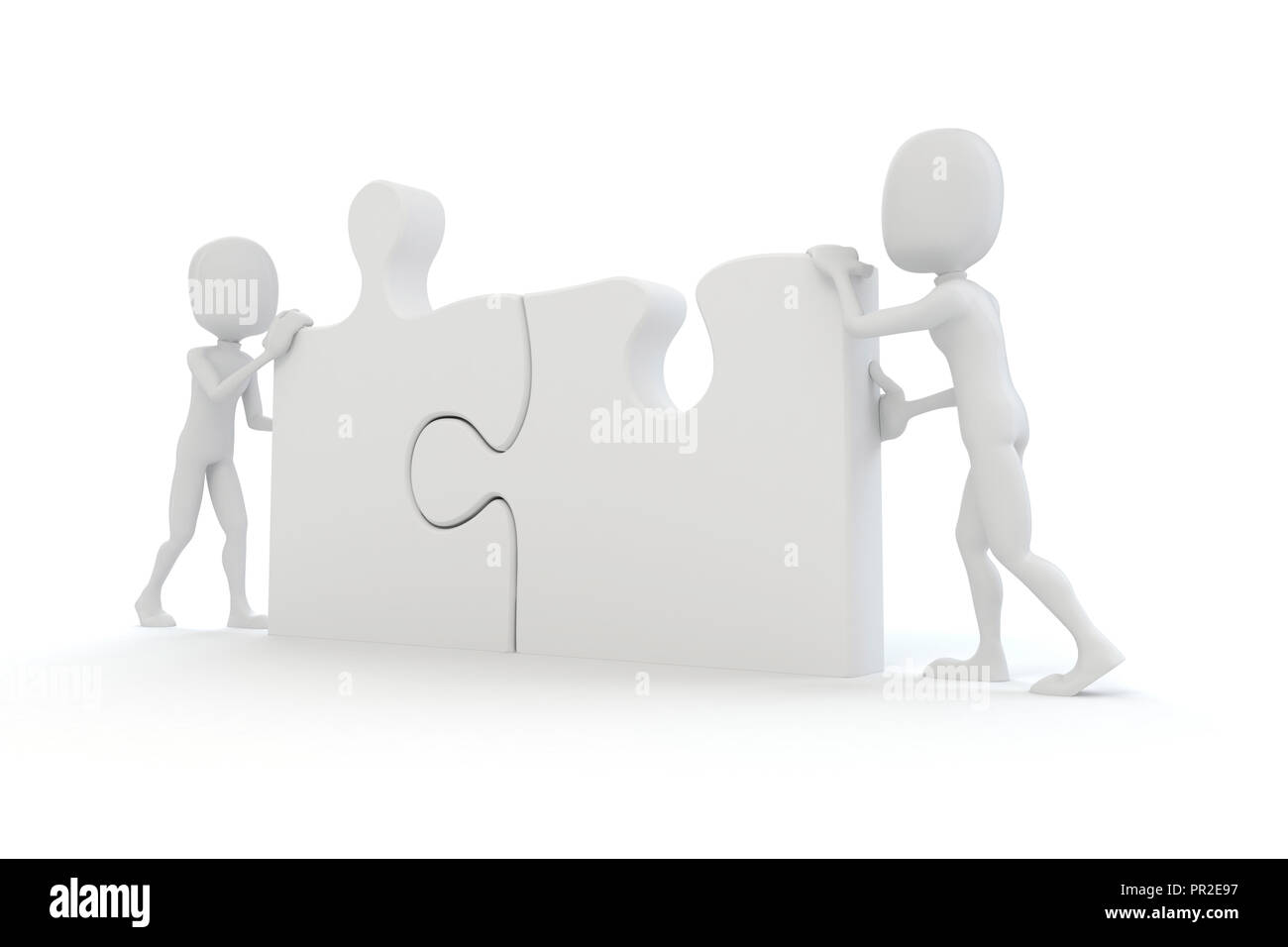 3d man joining two puzzle pieces Stock Photo - Alamy