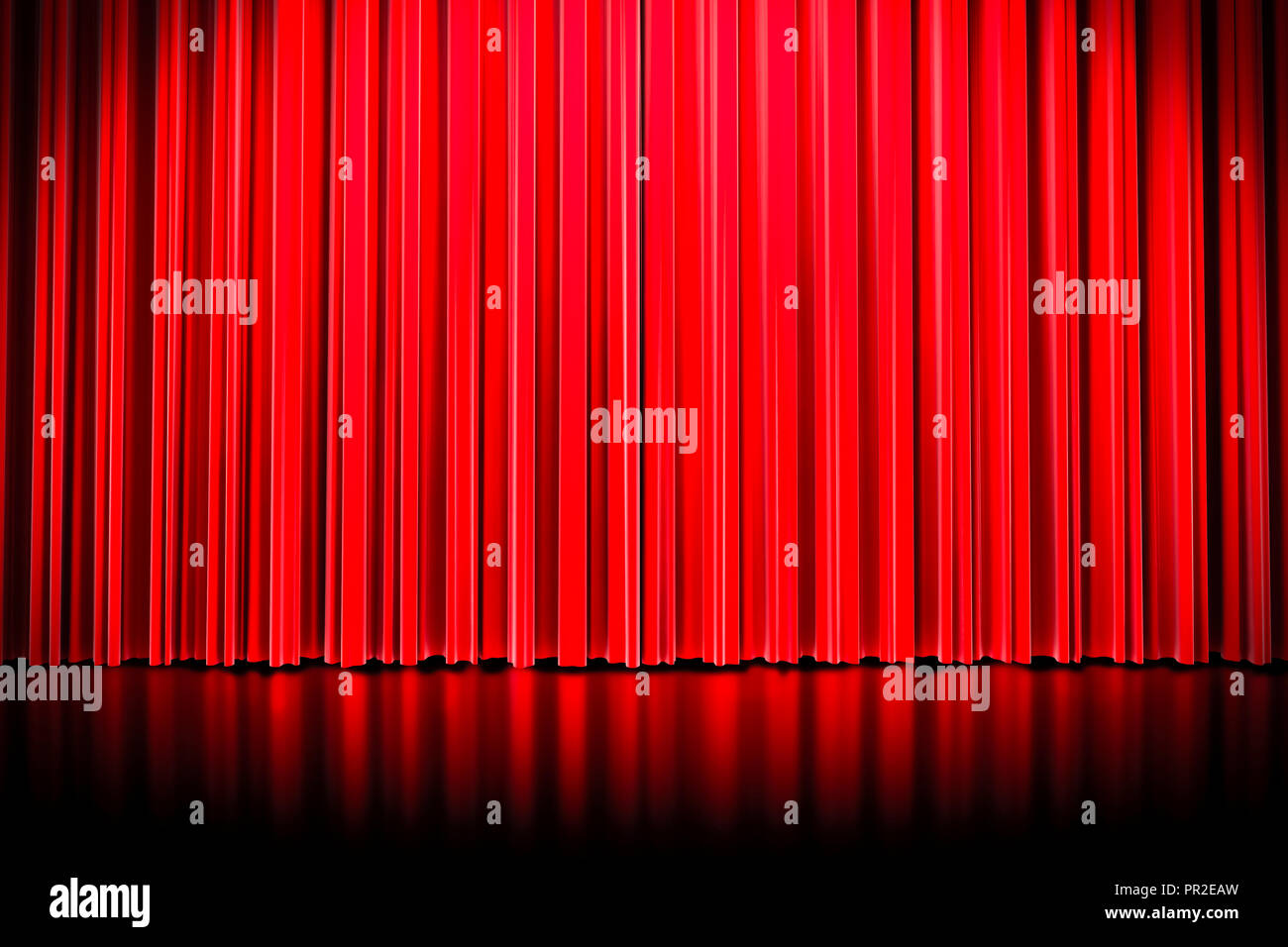 3d red curtain lit by spot light Stock Photo - Alamy