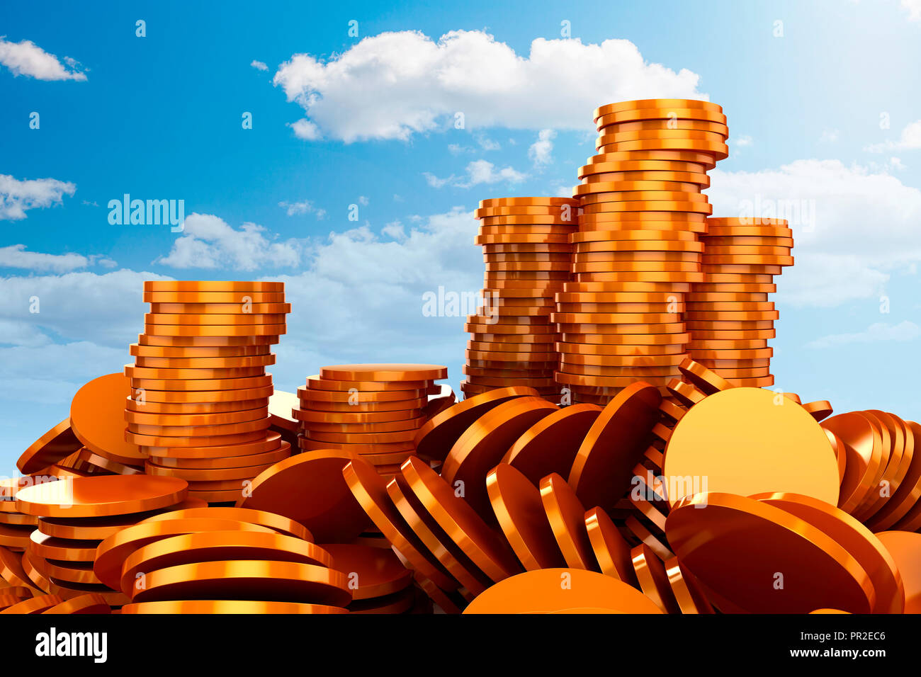 3d render of gold coins money Stock Photo - Alamy