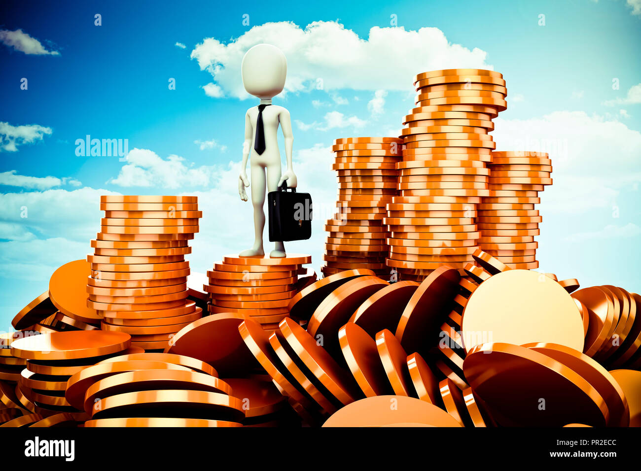 3d man and gold coins Stock Photo - Alamy