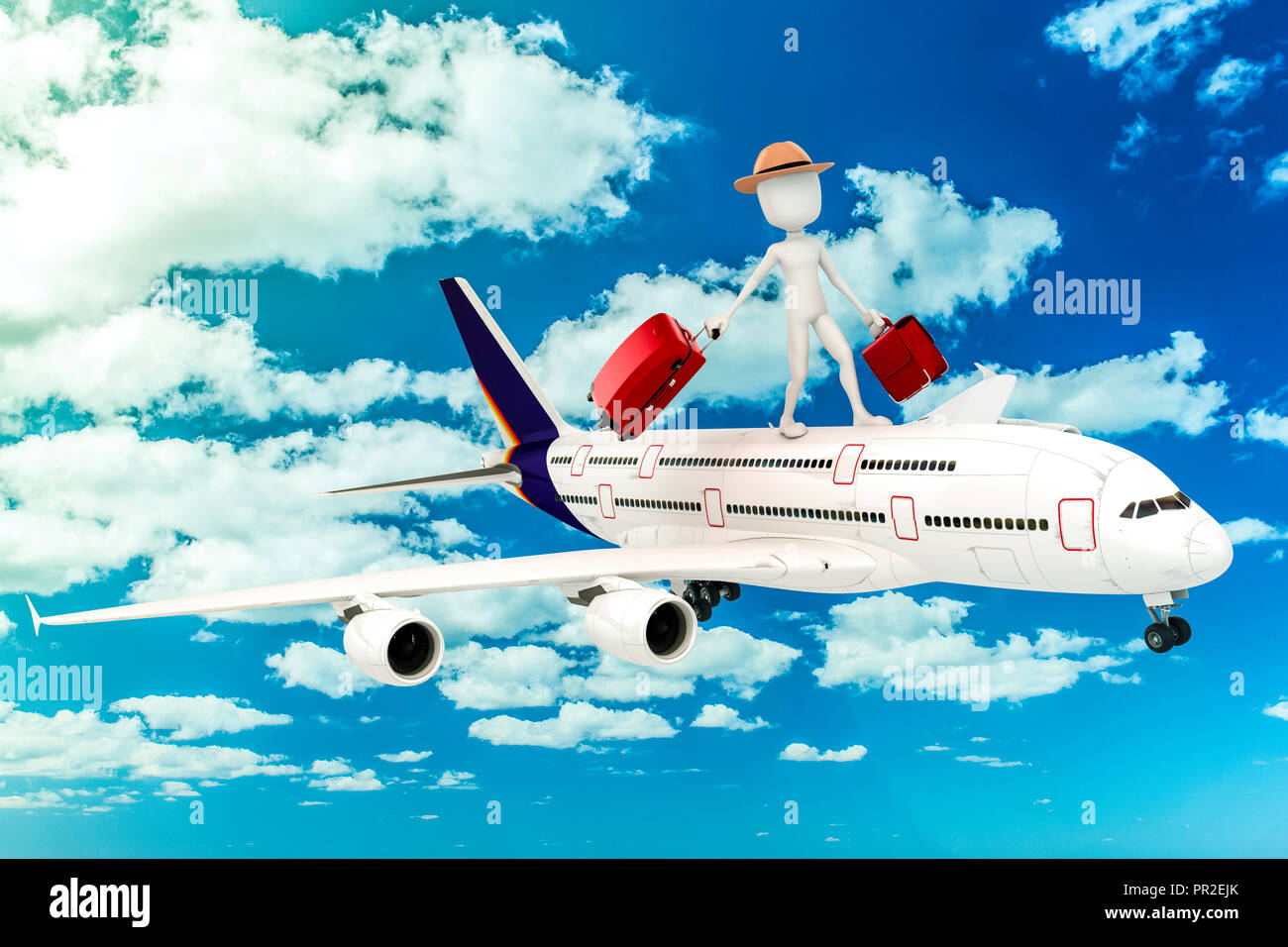3d man tourist and plane, vacation metaphor Stock Photo - Alamy