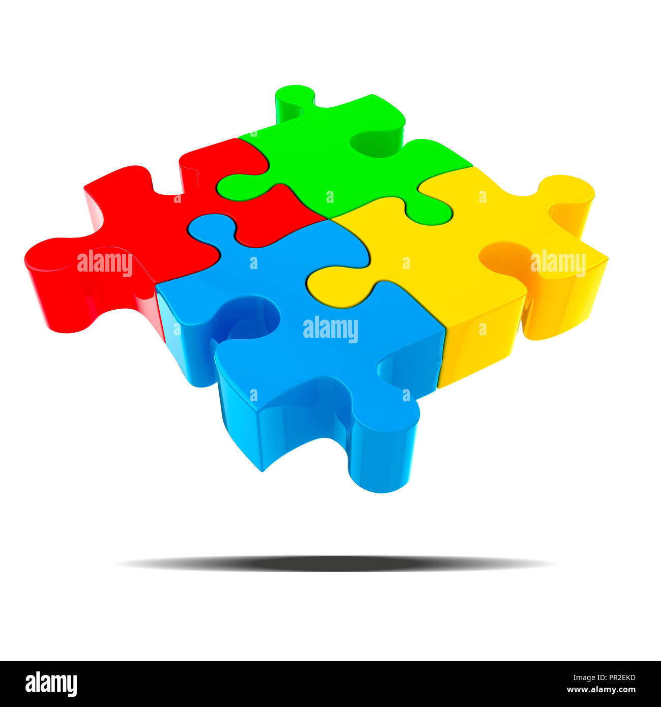 3d colorful puzzle piece on white background Stock Photo - Alamy