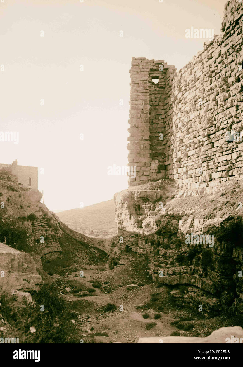 East of the Jordan and Dead Sea. Moat of fortress. 1900, Jordan Stock ...